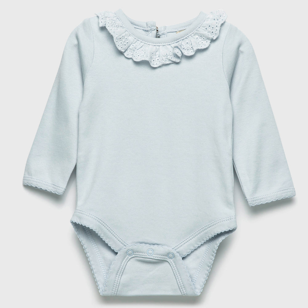 BODY CELESTE PARA BEBES DE RECIEN NACIDOS A 18 MESES, 100% ALGODÓN